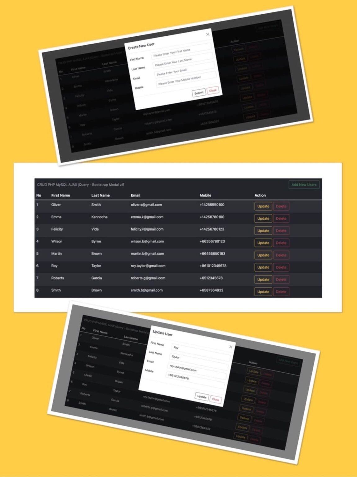 Crud Php Mysql Ajax Jquery Using Bootstrap V5 Matter Devs